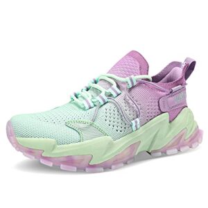 womens sneakers athletic running mesh walking lightweight tennis sports breathable shoes,us 9,cyan purple