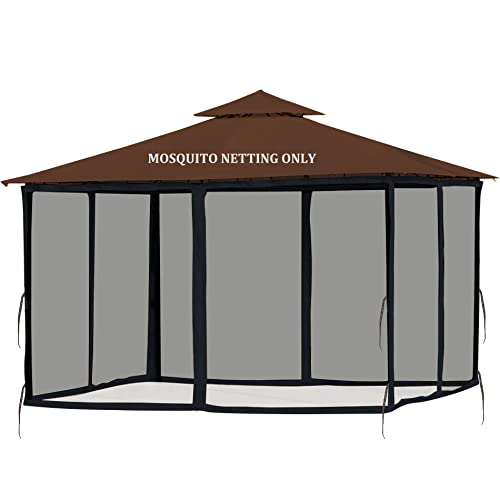 Softclub Gazebo Mosquito Netting Replacement 10x10ft, Universal Gazebo Netting for Outdoor Patio Garden Backyard Gazebo Canopy 4-Panel Screen Sidewall, Black (Mosquito Net Only)