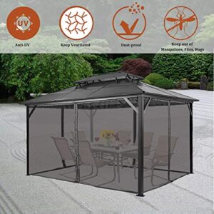 Softclub Gazebo Mosquito Netting Replacement 10x10ft, Universal Gazebo Netting for Outdoor Patio Garden Backyard Gazebo Canopy 4-Panel Screen Sidewall, Black (Mosquito Net Only)