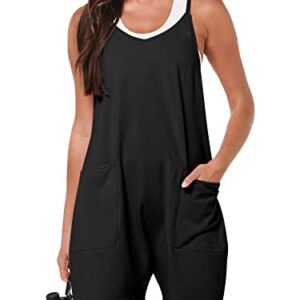 ANRABESS Rompers for Women Jumpsuits Casual Summer Outfits Shorts Overalls 2023 Fashion Comfy Clothes Sleeveless Jumpers with Pockets A948-heise-M