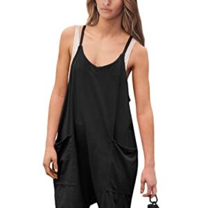 ANRABESS Rompers for Women Jumpsuits Casual Summer Outfits Shorts Overalls 2023 Fashion Comfy Clothes Sleeveless Jumpers with Pockets A948-heise-M