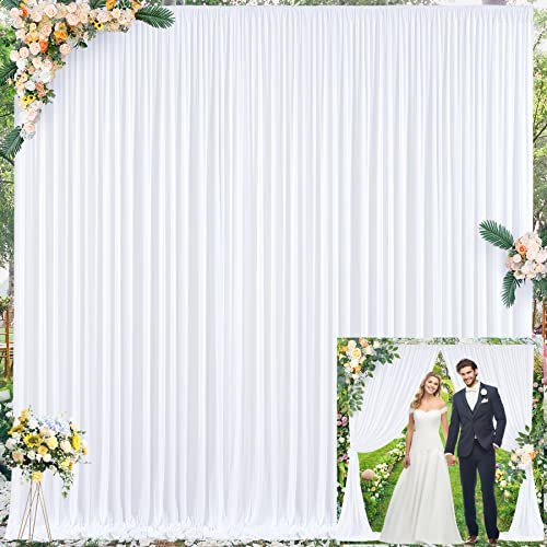 16ft x10ft White Backdrop Curtain for Party White Wrinkle Free Wedding Back Drop Drapes Curtains Fabric Decorations Photo Backdrops Cloth for Baby Shower Birthday Photoshoot