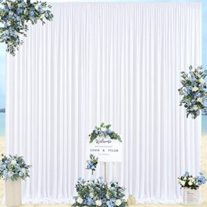 16ft x10ft White Backdrop Curtain for Party White Wrinkle Free Wedding Back Drop Drapes Curtains Fabric Decorations Photo Backdrops Cloth for Baby Shower Birthday Photoshoot