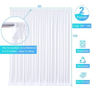 16ft x10ft White Backdrop Curtain for Party White Wrinkle Free Wedding Back Drop Drapes Curtains Fabric Decorations Photo Backdrops Cloth for Baby Shower Birthday Photoshoot