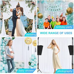 16ft x10ft White Backdrop Curtain for Party White Wrinkle Free Wedding Back Drop Drapes Curtains Fabric Decorations Photo Backdrops Cloth for Baby Shower Birthday Photoshoot