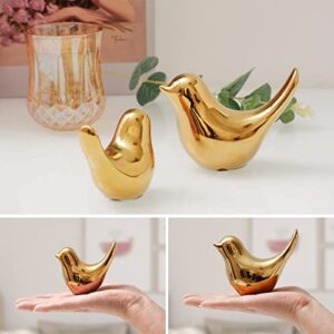 Notakia Gaobei Small Birds Statues Home Decor Modern Style Birds Decorative Ornaments for Living Room, Bedroom, Office Desktop, Cabinets (2Pcs Gold Birds)