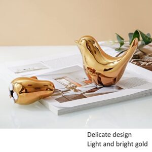 Notakia Gaobei Small Birds Statues Home Decor Modern Style Birds Decorative Ornaments for Living Room, Bedroom, Office Desktop, Cabinets (2Pcs Gold Birds)