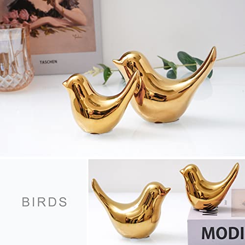 Notakia Gaobei Small Birds Statues Home Decor Modern Style Birds Decorative Ornaments for Living Room, Bedroom, Office Desktop, Cabinets (2Pcs Gold Birds)