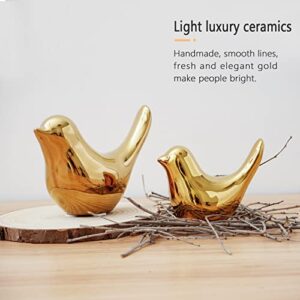 Notakia Gaobei Small Birds Statues Home Decor Modern Style Birds Decorative Ornaments for Living Room, Bedroom, Office Desktop, Cabinets (2Pcs Gold Birds)