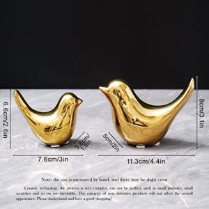 Notakia Gaobei Small Birds Statues Home Decor Modern Style Birds Decorative Ornaments for Living Room, Bedroom, Office Desktop, Cabinets (2Pcs Gold Birds)