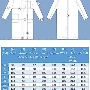 Hombury Professional White Lab Coats for Women, long sleeve, Polyester cotton fabric (White, Large)