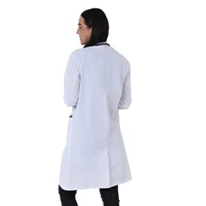 Hombury Professional White Lab Coats for Women, long sleeve, Polyester cotton fabric (White, Large)