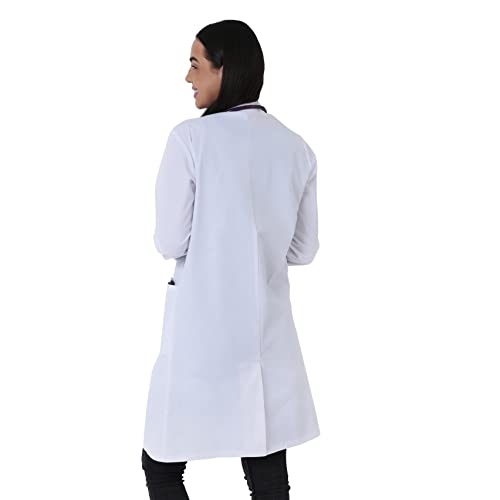 Hombury Professional White Lab Coats for Women, long sleeve, Polyester cotton fabric (White, Large)