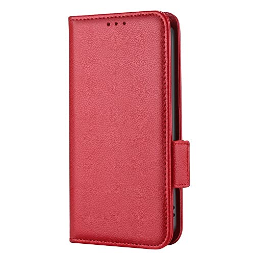 Diaobaolee Case Compatible with Oppo A54 5G,Leather Flip Case with Card Slot,Wallet Design, Magnetic Lock,Kick Stand,Leather Case for Oppo A54 5G Red