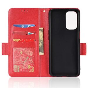 Diaobaolee Case Compatible with Oppo A54 5G,Leather Flip Case with Card Slot,Wallet Design, Magnetic Lock,Kick Stand,Leather Case for Oppo A54 5G Red