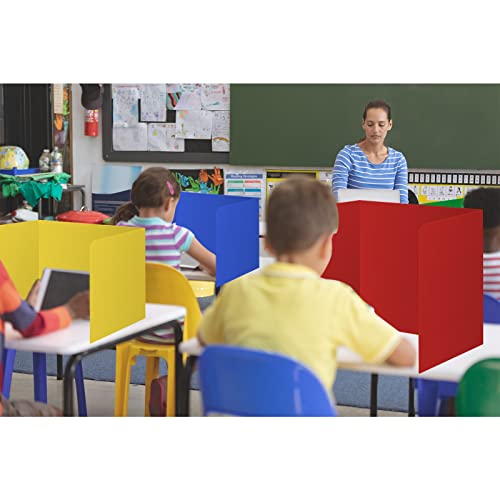 24Pcs 14 x 17.5 x 14 Inch Plastic Privacy Boards for Student Desks Durable and Waterproof Privacy Folders Shields Test Dividers with Colorful Classroom Privacy Boards for School Study Teacher Supplies