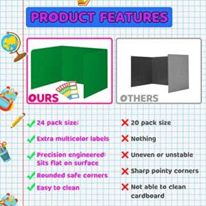 24Pcs 14 x 17.5 x 14 Inch Plastic Privacy Boards for Student Desks Durable and Waterproof Privacy Folders Shields Test Dividers with Colorful Classroom Privacy Boards for School Study Teacher Supplies