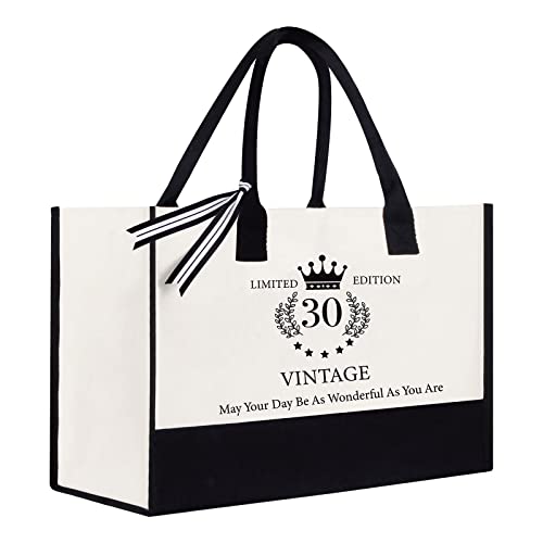 30th Birthday Gifts for Her, Canvas Tote Bag Suitable for 30th Birthday Gifts, 30th Birthday Decorations for Women (Digital) Large