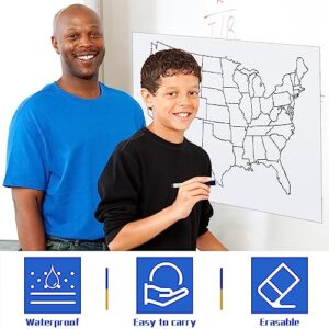 24 x 36 Inch Blank United States Map Dry Erase Poster Laminated US Outline Map Poster with Black Dry Erase Marker and Dry Erase Cleaning Cloth Blank USA Map Poster for Classroom Office Home School