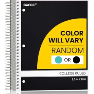 SUNEE Color Will Vary 5 Subject Notebook College Ruled - 200 Sheets, 8.5"x11", 4 Pocket Dividers, 3-Hole Punched Paper