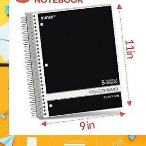 SUNEE Color Will Vary 5 Subject Notebook College Ruled - 200 Sheets, 8.5"x11", 4 Pocket Dividers, 3-Hole Punched Paper