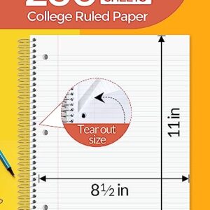 SUNEE Color Will Vary 5 Subject Notebook College Ruled - 200 Sheets, 8.5"x11", 4 Pocket Dividers, 3-Hole Punched Paper