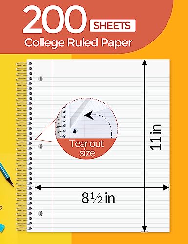 SUNEE Color Will Vary 5 Subject Notebook College Ruled - 200 Sheets, 8.5"x11", 4 Pocket Dividers, 3-Hole Punched Paper