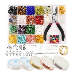 zlxdp gemstone jewelry making kit irregular chips stones crushed chunked crystal pieces loose beads for decor crafts