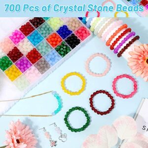 700 Piecess Glass Beads for Jewelry Making, 28 Colors 8mm Crystal Beads Bracelet Making Kit for Bracelet Jewelry Making and DIY Crafts