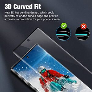 [2+2 Pack] Galaxy Note 10 Screen Protector, Tempered Glass [Fingerprint Compatible] [3D Full Edge Covered] [9H Hardness] [HD Screen] ]Case Friendly Glass Protector, For Galaxy Note 10 6.3 Inch