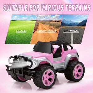 Carox Remote Control Car for Girls, 160 mins Pink RC Car with Doll and Sticker, 1:16 Scale RC Convertible Truck with Rechargeable Batteries, Birthday for Ages 4-12 Years Girls