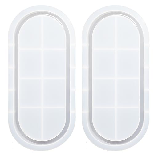 Large Oval Tray Molds for Concrete Oval Silicone Molds for Resin Dish Bathroom Vanity Tray DIY Crafts, 9.5x4x0.78 Inch, 2 Pack