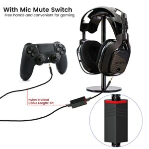 weishan A40 Cord Replacement for Astro A10 A40 TR Gaming Headsets, 3.5mm(1/8") Braided Detachable Audio Cable with Inline Mic Mute Switch, 6ft Long