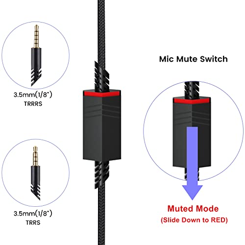 weishan A40 Cord Replacement for Astro A10 A40 TR Gaming Headsets, 3.5mm(1/8") Braided Detachable Audio Cable with Inline Mic Mute Switch, 6ft Long