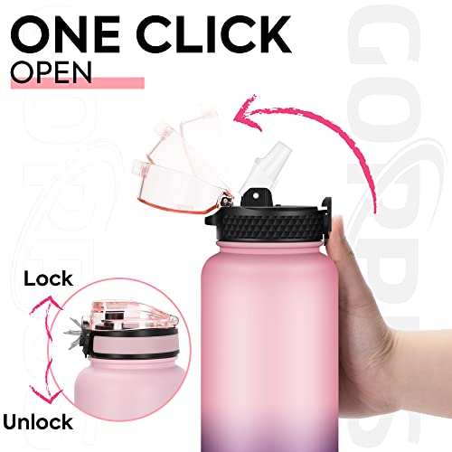 GOPPUS 40 oz Insulated Water Bottle With Straw Stainless Steel Sports Water Cup Flask with 3 Lids (Straw, Spout and Handle Lid) Wide Mouth Resusable Metal Water bottles Keep Hot and Cold for Men Women