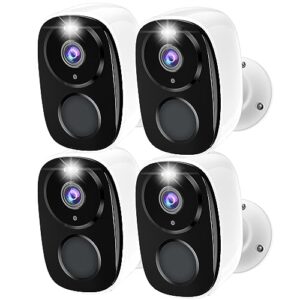 menggood security cameras wireless outdoor, 2k battery powered outdoor camera wireless ai&pir motion detection, spotlight&siren, color night vision, 2-way audio security camera outdoor/indoor (4 pack)