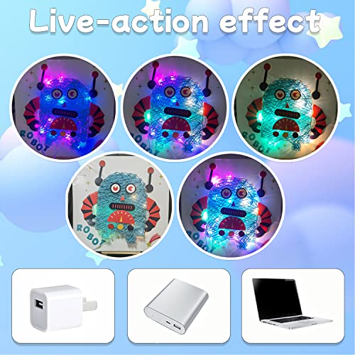 VNVDFLM DIY Robot Art kit for Kids，Robot Making Kit for Boys,DIY Art Craft Night Light,DIY Robot kit for Kids,4-5 Year Old boy Toys,Birthday Gift Children's Day Gift for Girls Boys Kids