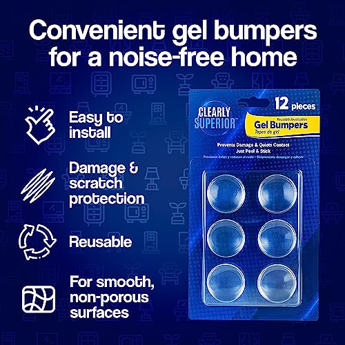 Clearly Superior Heavy Duty Wall Protectors - Large 4 Pack Rectangle 4" x 2" x .30" - Shields & Quiets Doors, Large Furniture, Bedframes, Appliances - Reusable and Easy to Apply Polymer Gel Bumpers