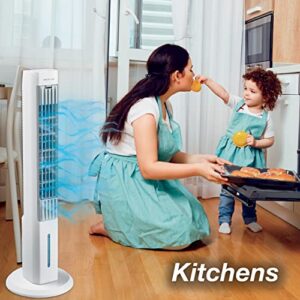 Arctic Air Tower+ Indoor Evaporative Cooler with Oscillating and Quiet Fan Function, Auto-Off Timer, 4 Fan Speeds, LED Night Light, 16-Hour Cooling, Fan for Bedroom, Living Room, Office & More,White