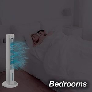 Arctic Air Tower+ Indoor Evaporative Cooler with Oscillating and Quiet Fan Function, Auto-Off Timer, 4 Fan Speeds, LED Night Light, 16-Hour Cooling, Fan for Bedroom, Living Room, Office & More,White