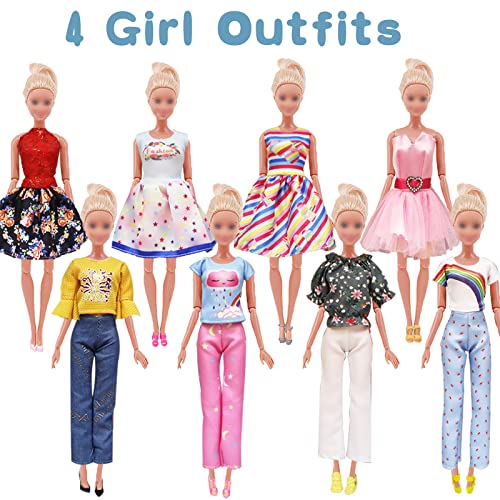 27 PCS Doll Clothes and Accessories for 11.5 Inch Girl Doll and 12 Inch Ken Doll Include 7 Boy Outfits 7 Girl Outfits 3 Pair of Ken Shoes 10 Pair of Girl Shoes Random Style