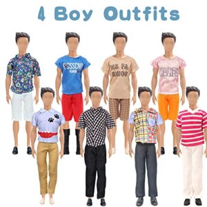 27 PCS Doll Clothes and Accessories for 11.5 Inch Girl Doll and 12 Inch Ken Doll Include 7 Boy Outfits 7 Girl Outfits 3 Pair of Ken Shoes 10 Pair of Girl Shoes Random Style