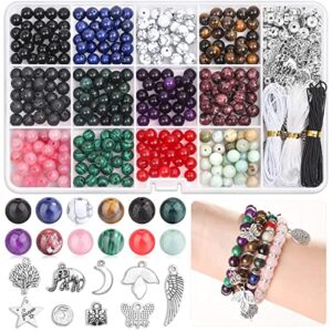 paxcoo 473pcs stone jewelry making kit crystal stone bracelet making kit for adults, crystal natural stone healing beads for bracelet making