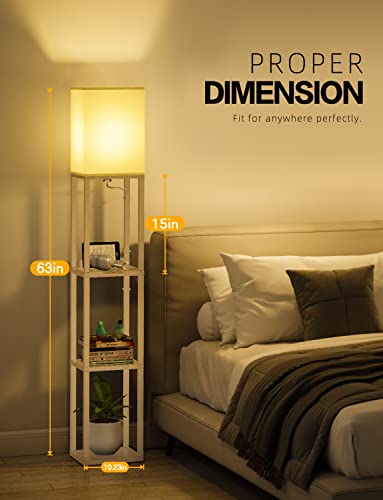 Maxsure Floor Lamp with Shelves - Touch Contro LED Floor Lamps with 3 Color Temperature