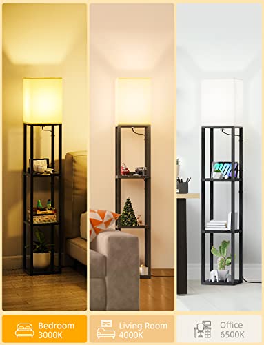 Maxsure Floor Lamp with Shelves - Touch Contro LED Floor Lamps with 3 Color Temperature