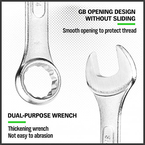 SWANLAKE 26PCS Combination Wrench Set with Roll-up Pouch, wrench set metric and standard, SAE 1/4” - 1” and Metric 8mm - 24mm