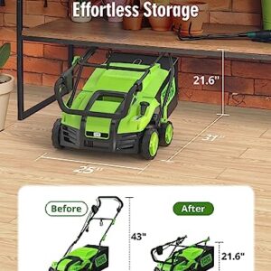 (2023 Upgraded) SWIPESMITH 16” 15 Amp Electric Dethatcher Scarifier, Lawn Dethatcher with 5-Position Depth Adjustment, 14.5 Gal Removable Thatch Collection Bag, Quick-Fold, Keeps Lawn Health