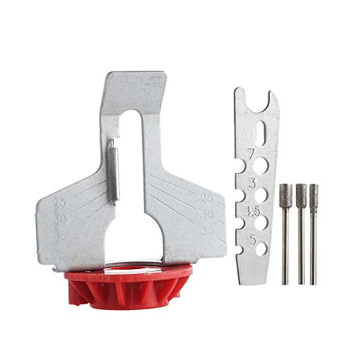 8Pcs Chain Saw Blade Teeth Sharpener Set with Angle Guide and Diamond Burr(red)