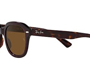 Ray-Ban RB4398F Erik Low Bridge Fit Square Sunglasses, Havana/Polarized Brown, 53 mm