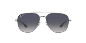 ray-ban rb3683 square sunglasses, gunmetal/blue gradient polarized, 59 mm